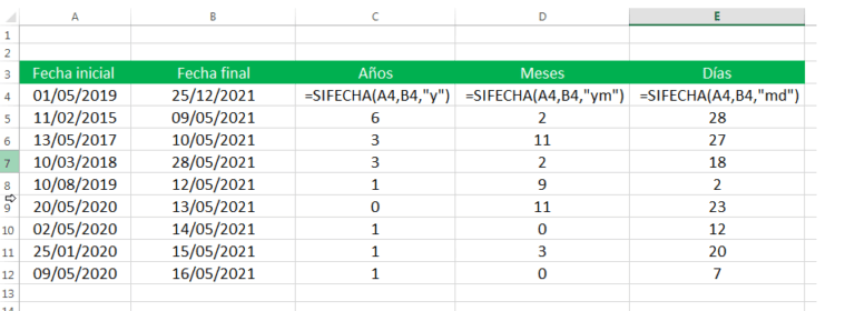 Sifecha Excel: Calcula la diferencia de fechas - Siempre Excel