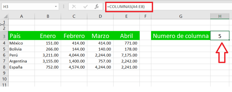 FUNCION COLUMNAS EN EXCEL - Siempre Excel
