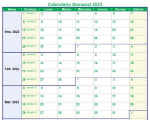 Calendario 2023: Descargar plantilla en excel - Siempre Excel