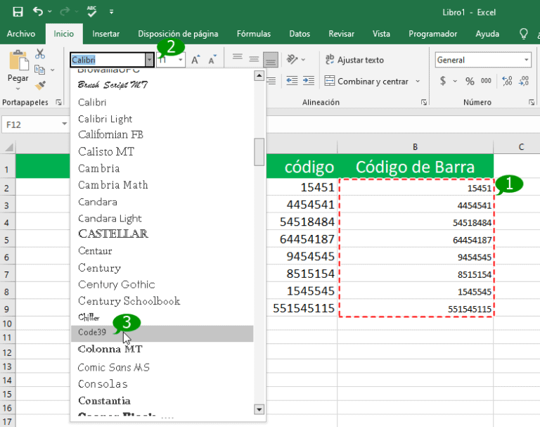 Códigos de barras en Excel: Con code39 Gratis - Siempre Excel