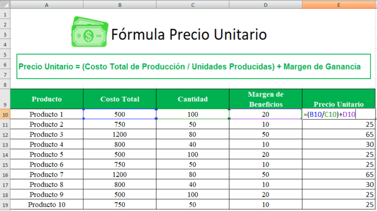 Precio Unitario: Fórmula en Excel - Siempre Excel Precio Unitario: Fórmula en Excel - Siempre Excel