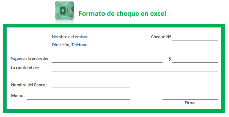 Formato de cheque: Para llenar en Excel - Siempre Excel