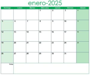 Calendario 2025 en Excel - Siempre Excel